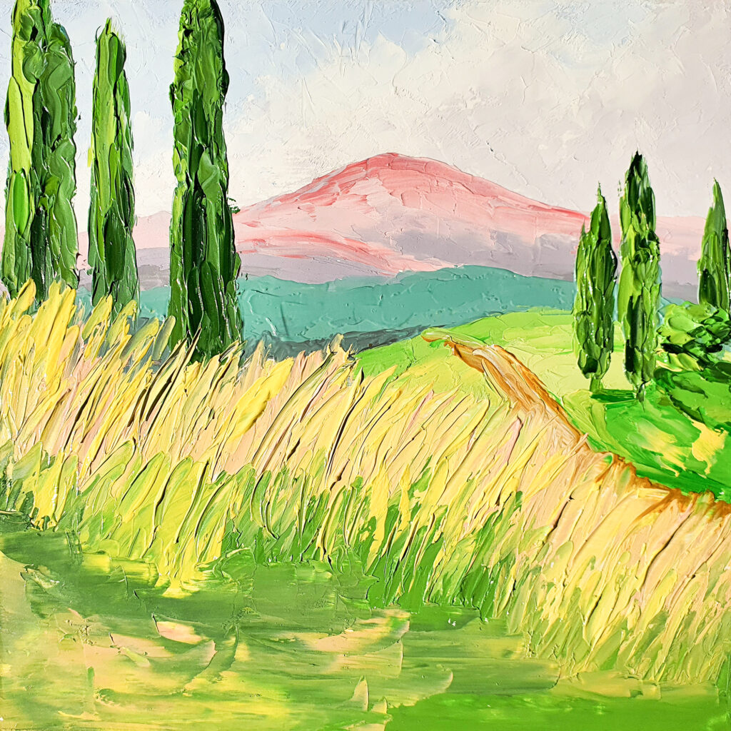 Mountains Painting Provence Original Art Italy Landscape Tuscany Farm ...